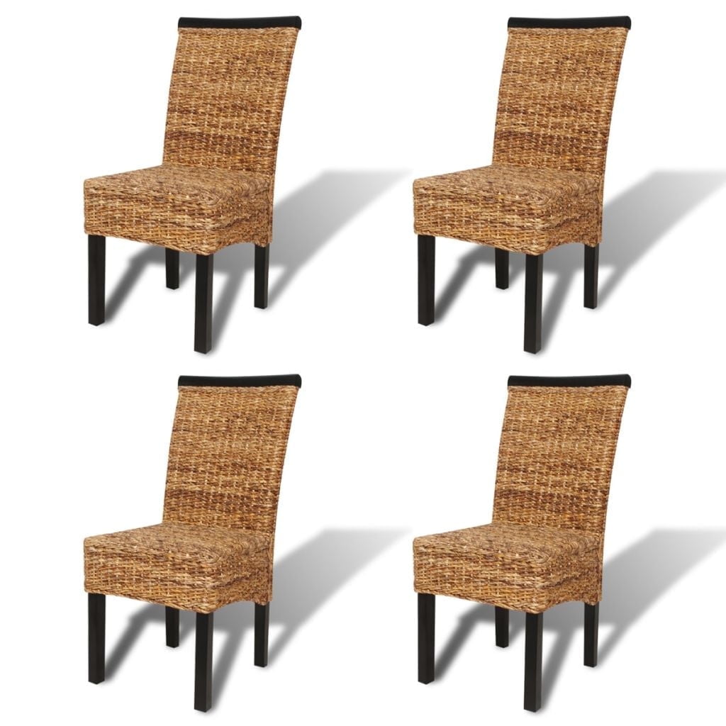 vidaXL 2/4/6x Solid Mango Wood Dining Chairs Abaca Kitchen Dining Room ...