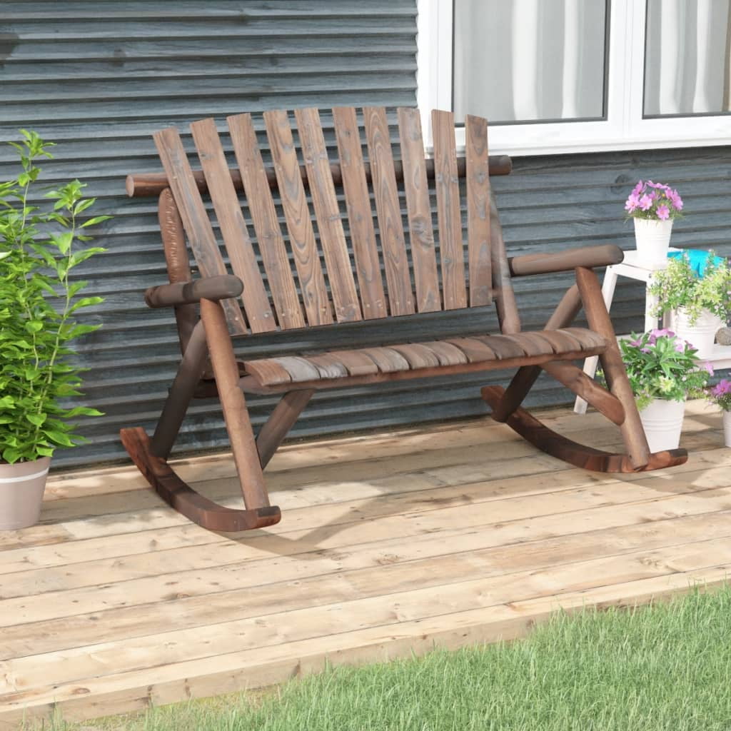 vidaXL 2-Seater Patio Rocking Bench 48.4"x37.8"x40.2" Solid Wood Spruce ...