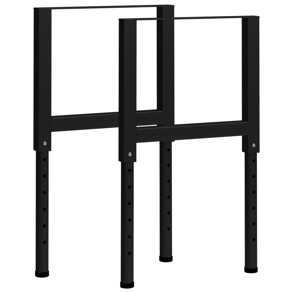 vidaXL 2x Adjustable Work Bench Frame Metal Table Leg 21.7"/33.5" Black ...