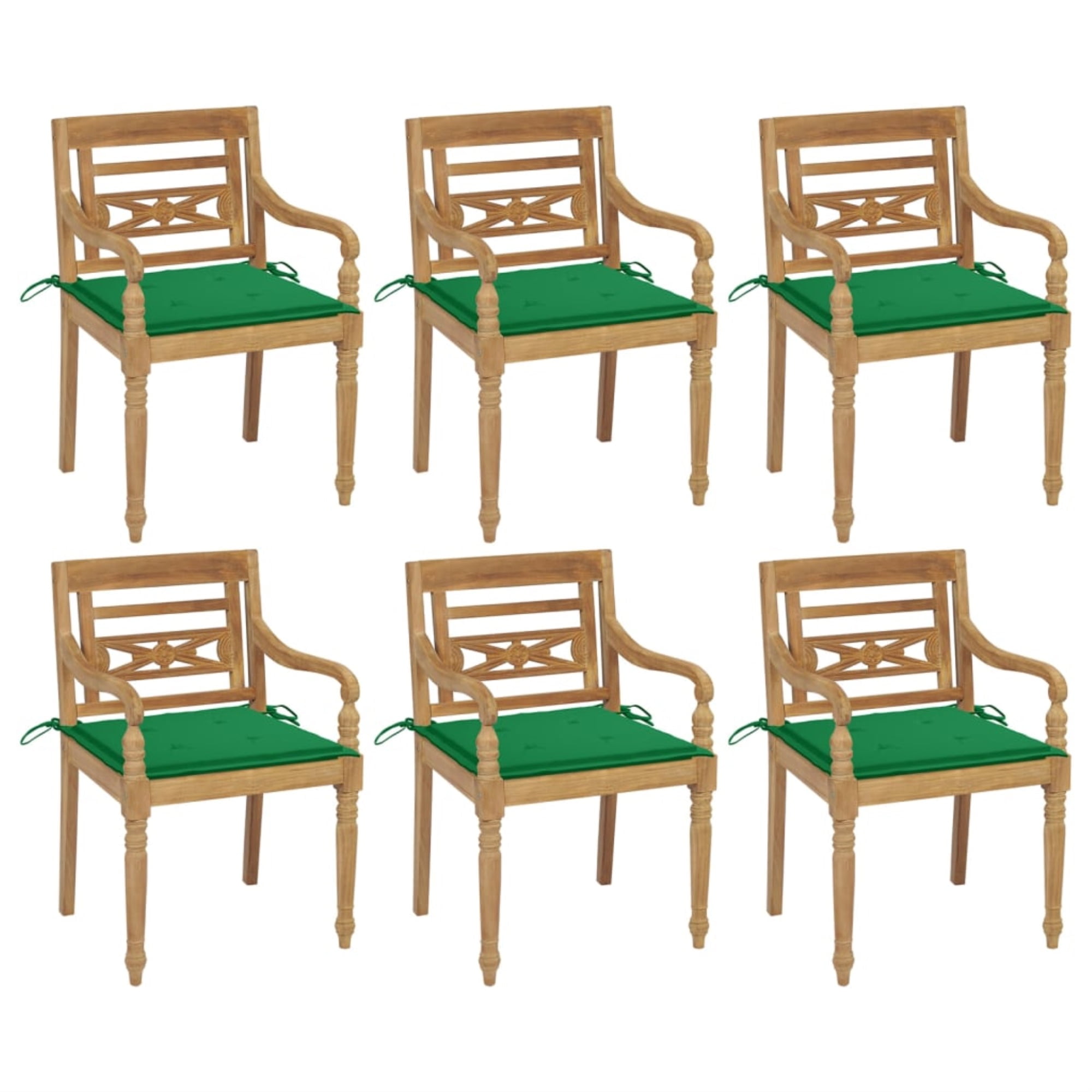 vidaXL 2x Solid Teak Wood Batavia Chairs with Cushions Seating Multi ...