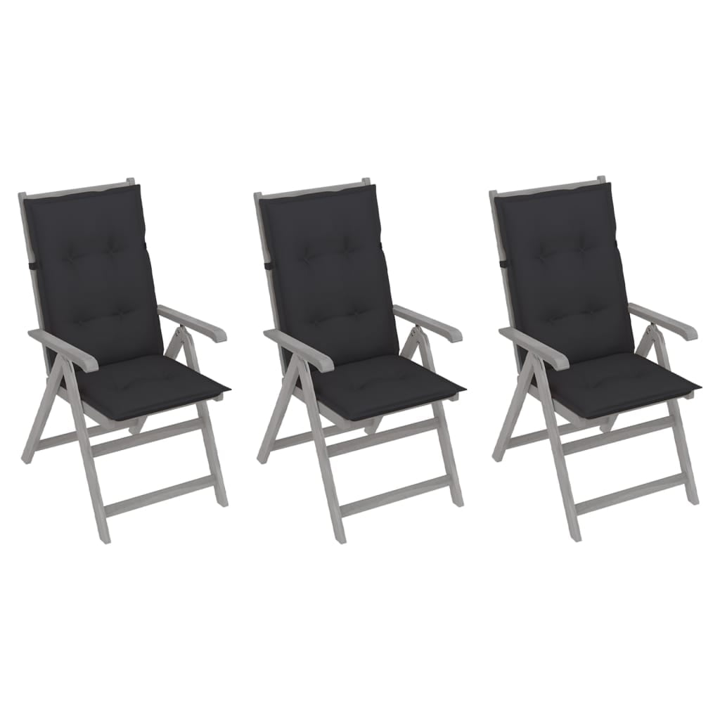 vidaXL 3/6x Acacia Wood Garden Reclining Chairs with Cushions Multi ...