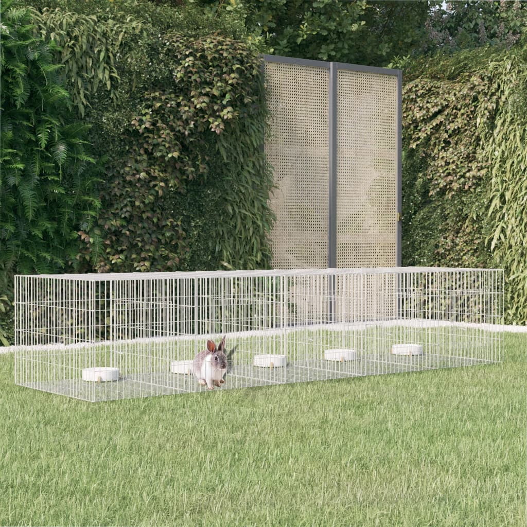 vidaXL 3-Panel Rabbit Cage Animal Hutch Playpen Enclosure Galvanized ...