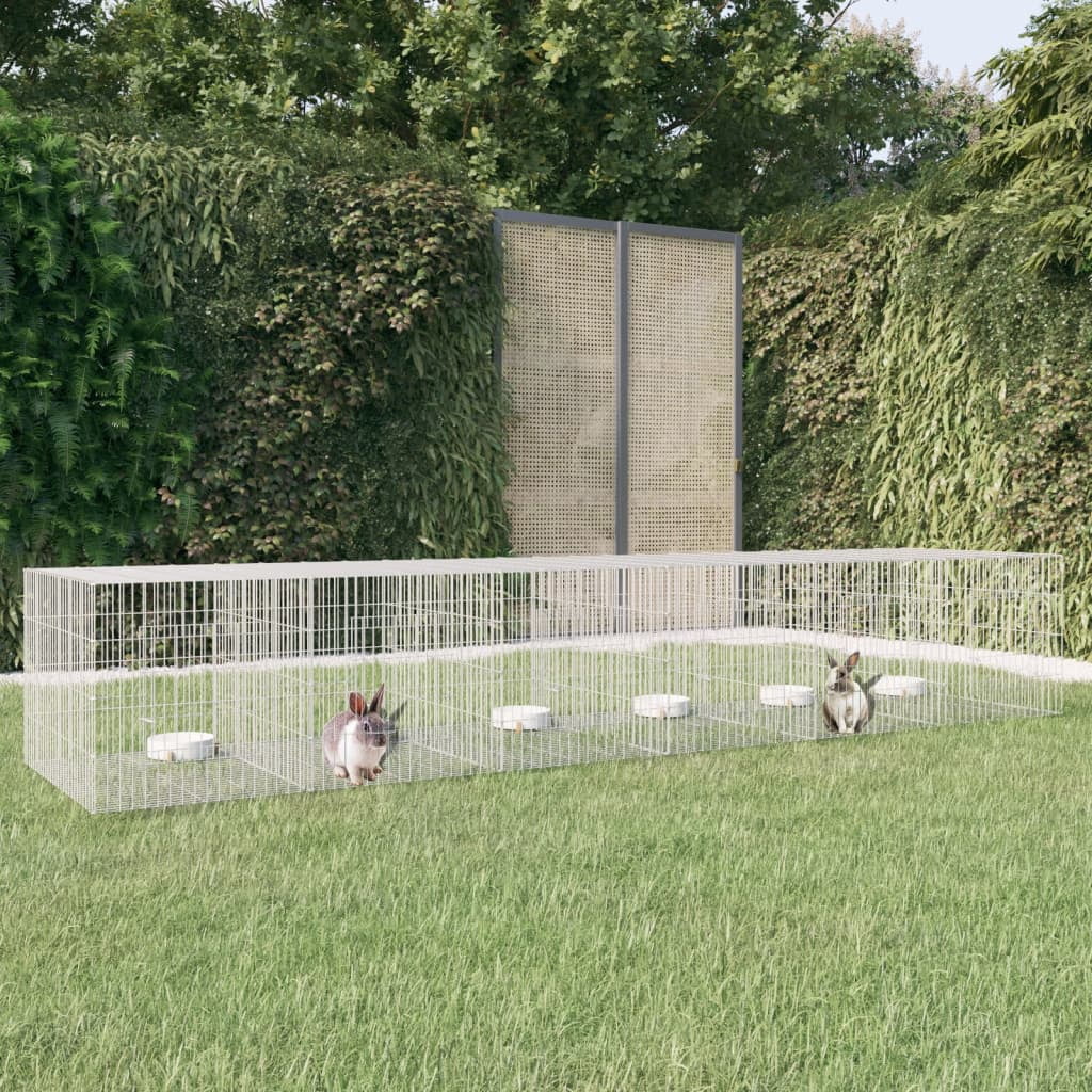 vidaXL 3-Panel Rabbit Cage Animal Hutch Playpen Enclosure Galvanized ...