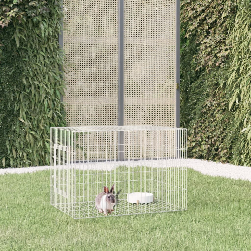 vidaXL 3-Panel Rabbit Cage Animal Hutch Playpen Enclosure Galvanized ...
