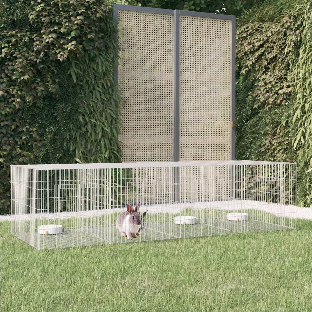 vidaXL 3-Panel Rabbit Cage Animal Hutch Playpen Enclosure Galvanized ...