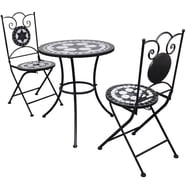 vidaXL Patio Bistro Set 3 Piece Patio Round Table Set Ceramic Tile ...