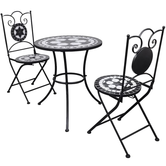 vidaXL Patio Bistro Set 3 Piece Patio Round Table Set Ceramic Tile ...