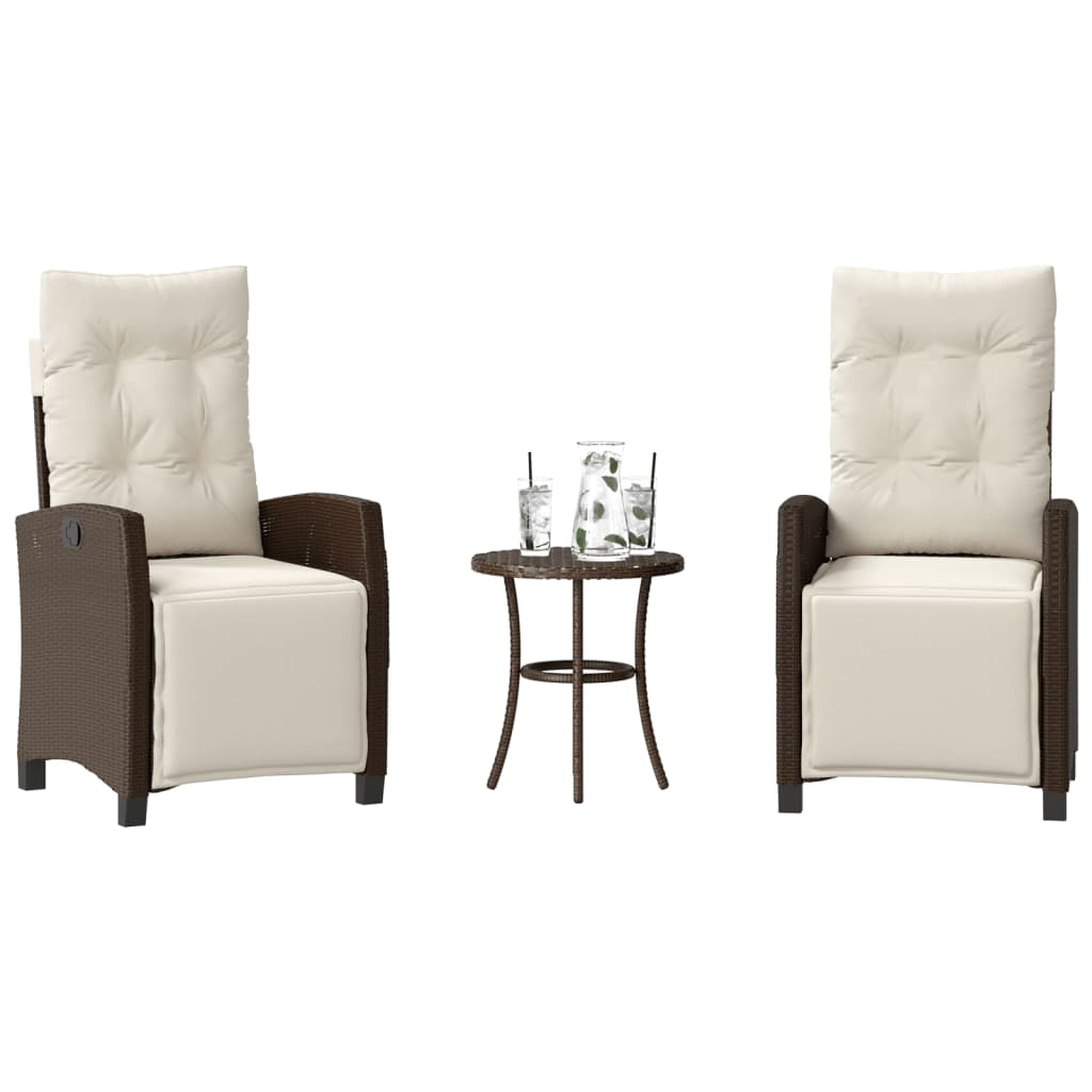 vidaXL 3 Piece Bistro Set with Cushions Beige Poly Rattan - Walmart.com