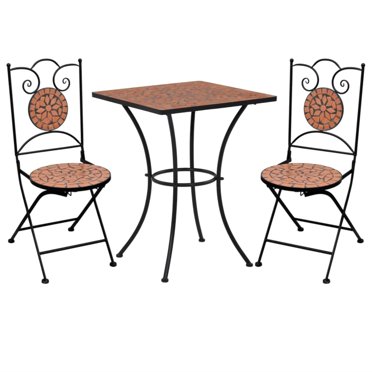 vidaXL Patio Bistro Set 3 Piece Patio Round Table Set Ceramic Tile ...