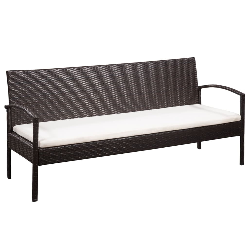 vidaXL 3 Seater Outdoor Sofa, Patio Deck Wicker Couch with Cushions ...