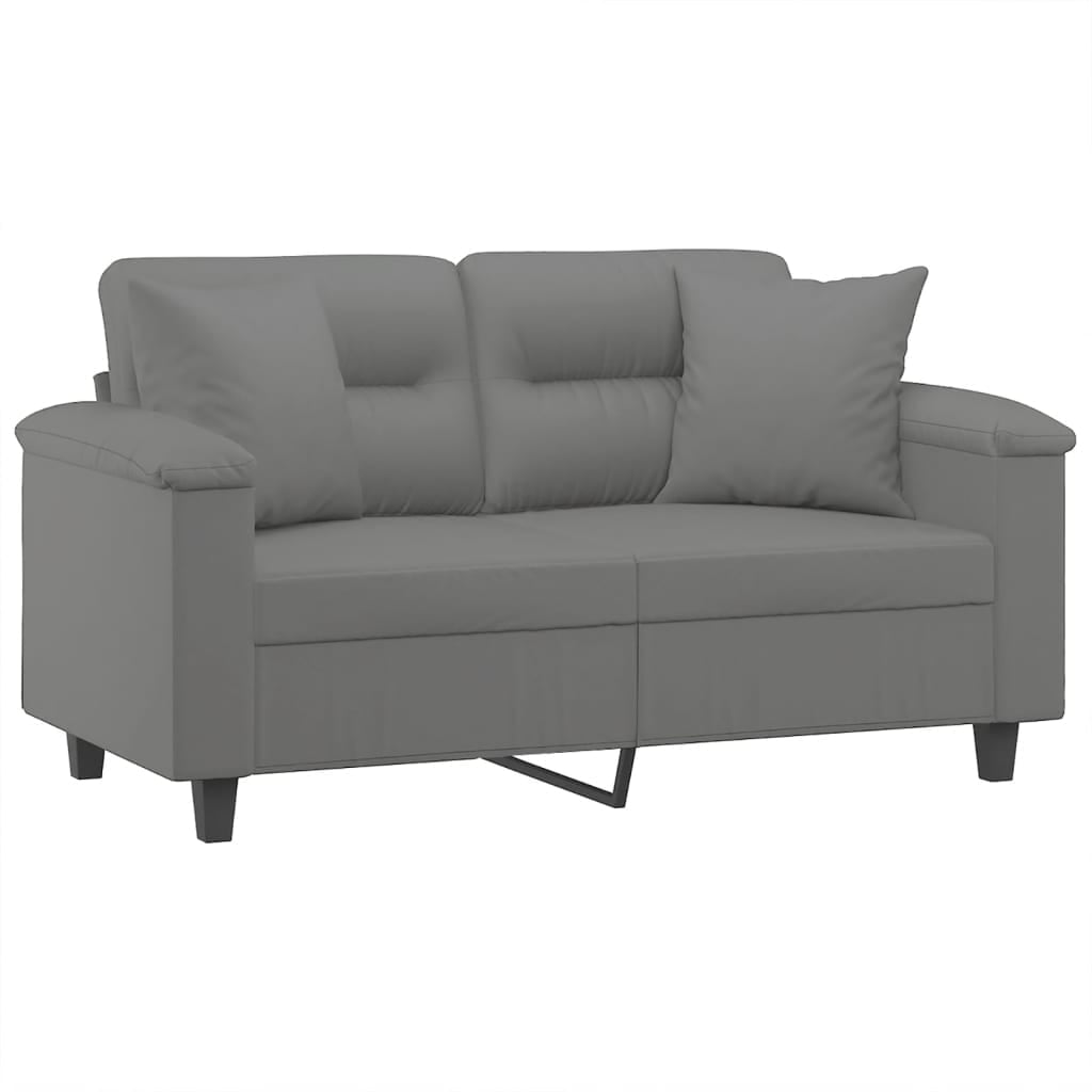 vidaXL 3-Seater Sofa with Pillows Couch Settee Dark Gray Microfiber ...