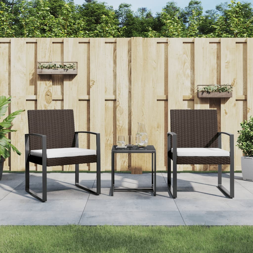 vidaXL 3 piece Patio Dining Set with Cushions Black PP Rattan - Walmart.com