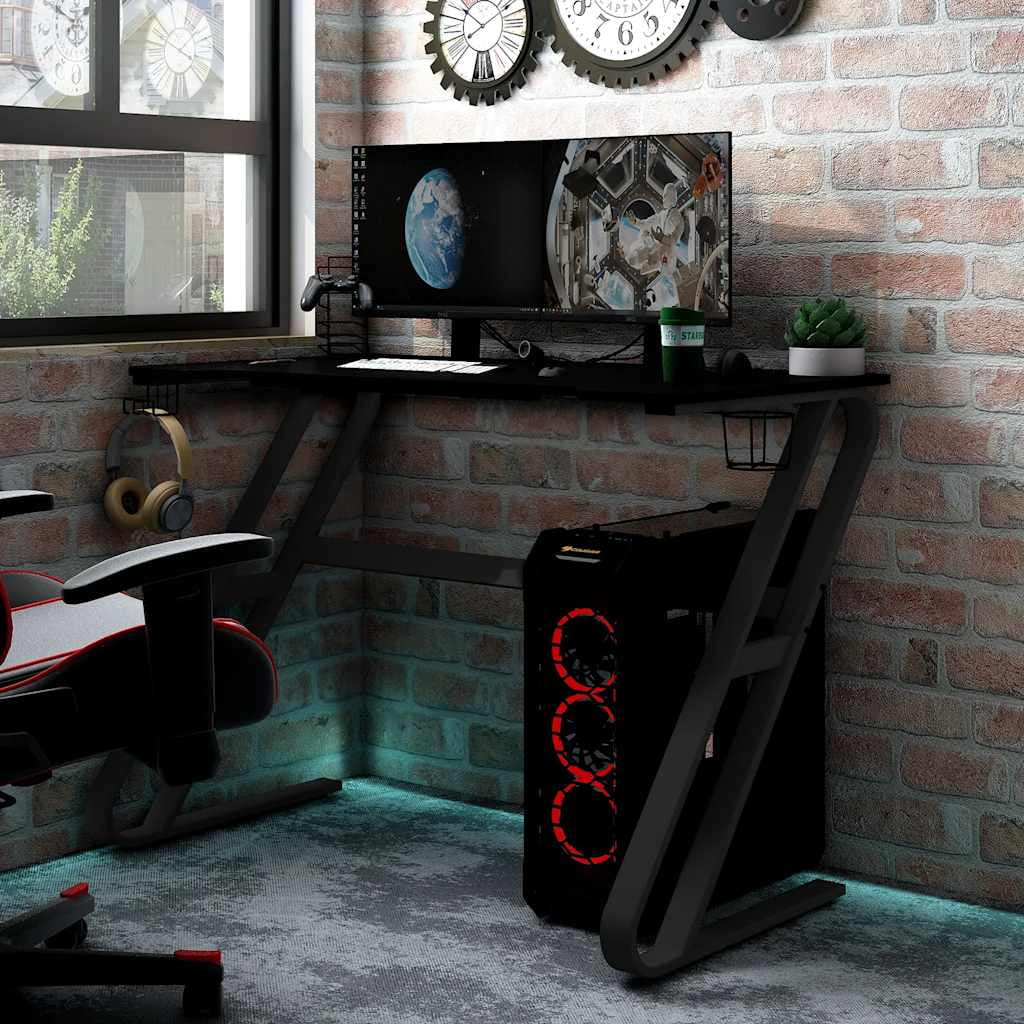 vidaXL 35 Inch Gaming Desk with ZZ-Shaped Legs, Ergonomic Computer Desk ...