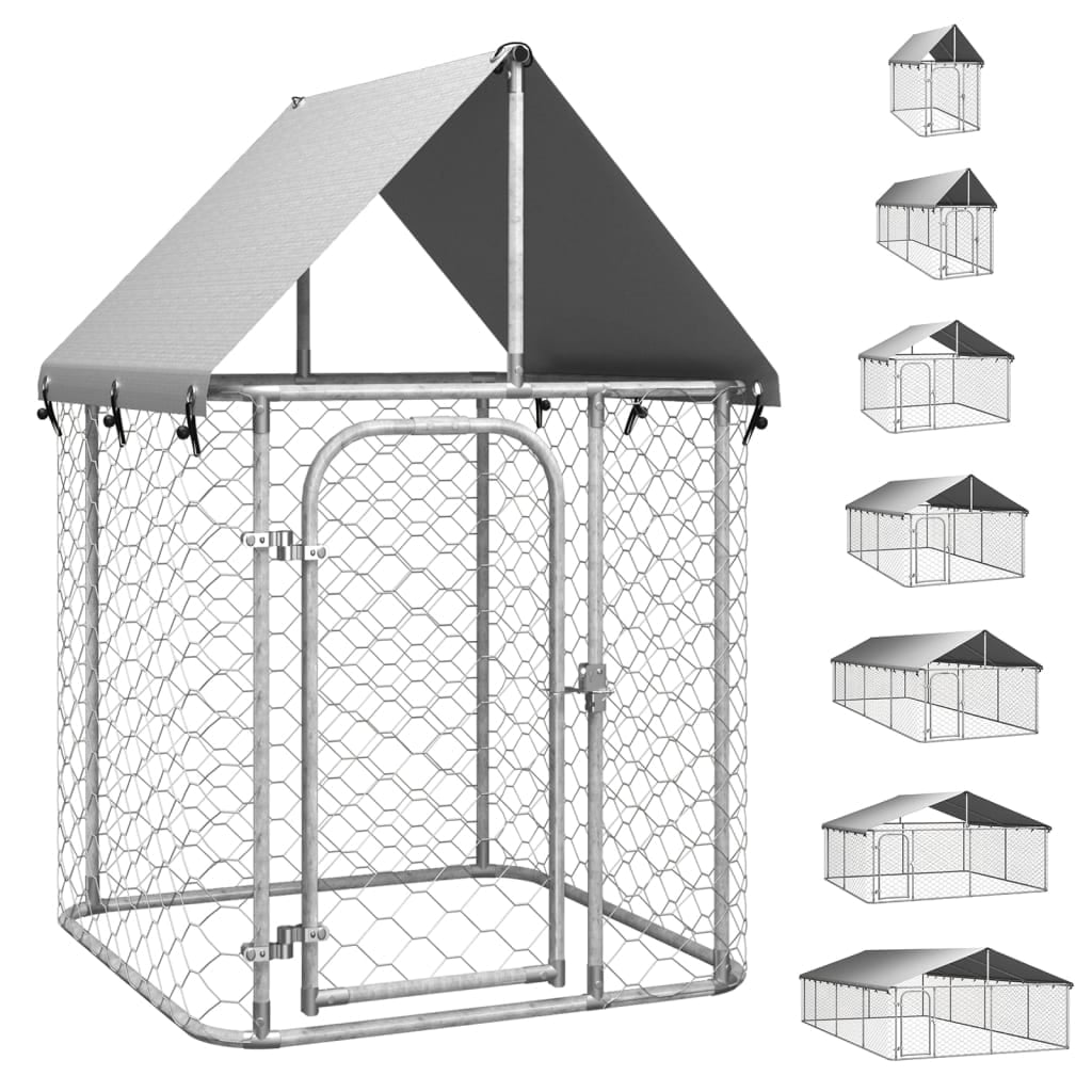 vidaXL Puppy Cover Yard Enclosed Run Outdoor Dog Kennel with Roof, Pet ...