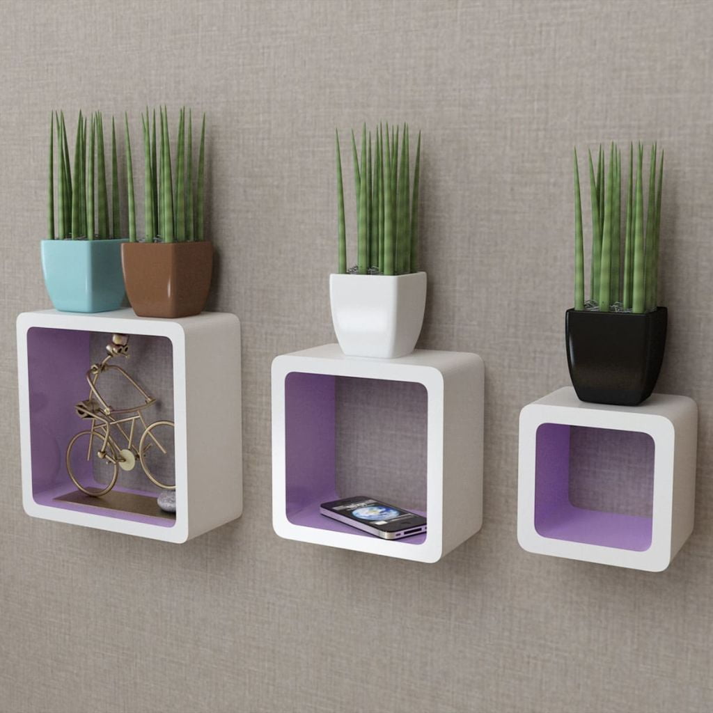 vidaXL 3x Floating Wall Display Shelf Cubes Book/DVD Storage Multi ...