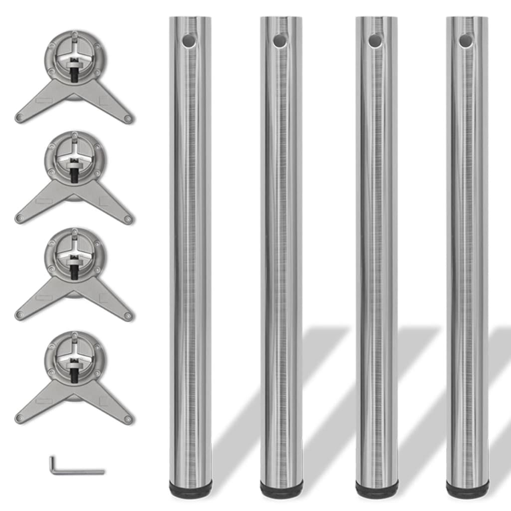 vidaXL 4 Height Adjustable Table Legs Brushed Nickel 28" - Walmart.com