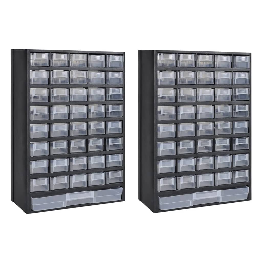 vidaXL 41-Drawer Plastic Tool Box Storage Cabinet, Black Frame ...