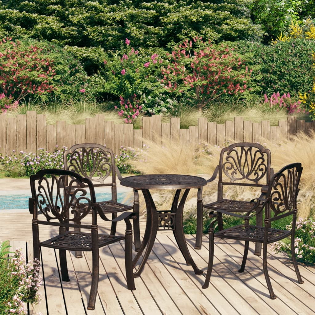 vidaXL 5 Piece Bistro Set Cast Aluminum Bronze 0598 - Walmart.com