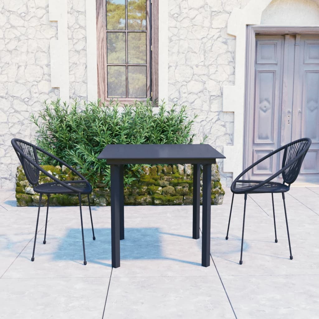vidaXL 5 Piece Patio Dining Set PVC Rattan Black - Walmart.com