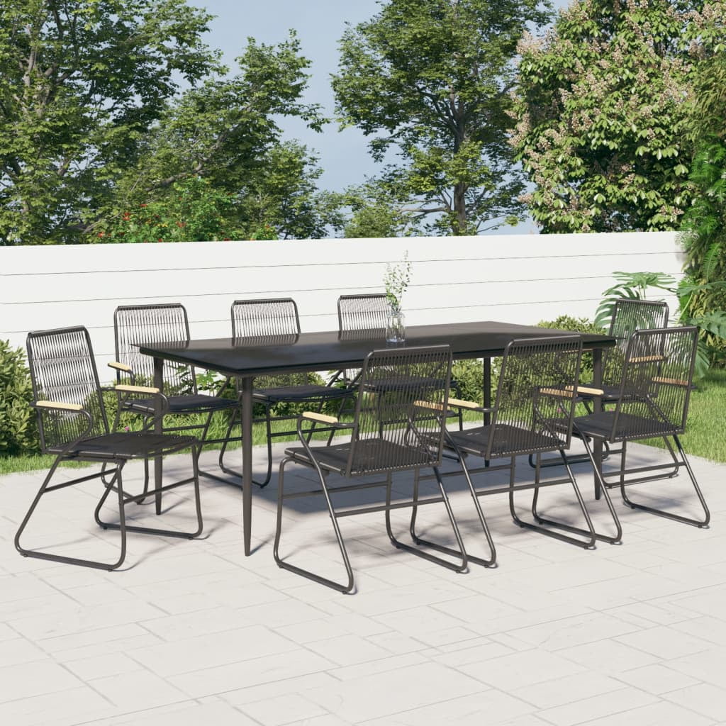 vidaXL 5 Piece Patio PVC Dining Table Set, Black - Walmart.com