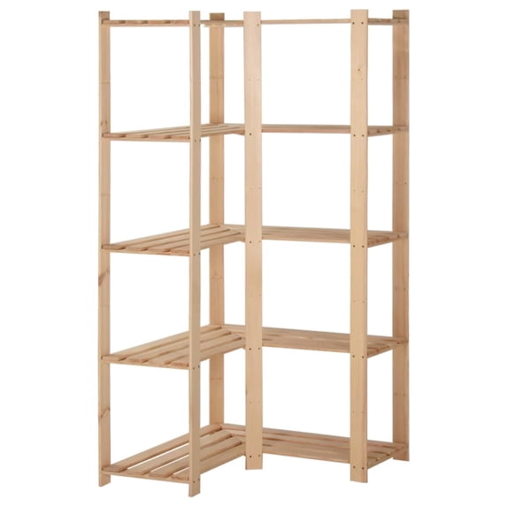 vidaXL 5-Tier Storage Corner Rack 32.5"x32.5"x66.9" Solid Wood Pine ...