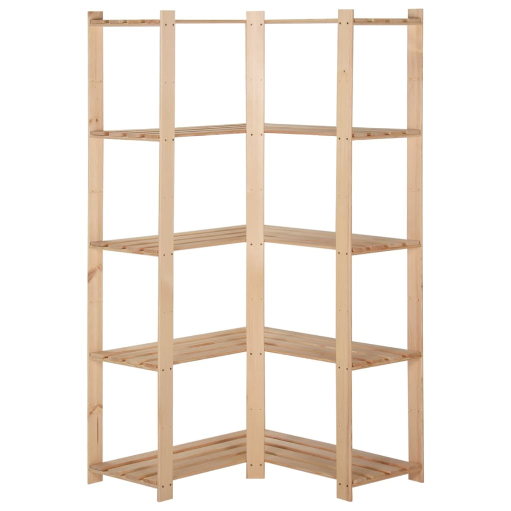 vidaXL 5-Tier Storage Corner Rack 32.5"x32.5"x66.9" Solid Wood Pine ...