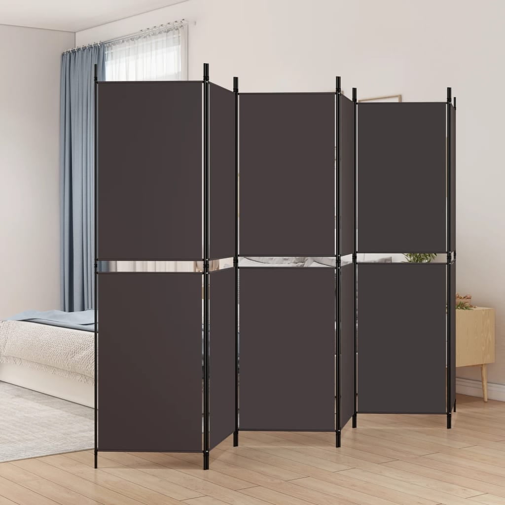 vidaXL 6-Panel Room Divider Brown 118.1"x70.9" Fabric - Walmart.com