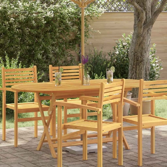 vidaXL Solid Eucalyptus Wood Outdoor Folding Dining Table for Garden ...