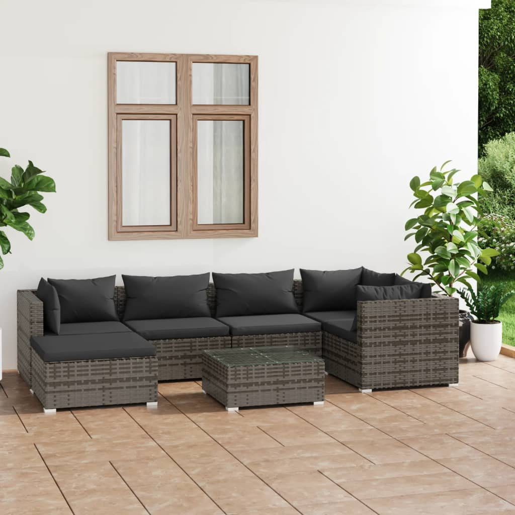 vidaXL 7 Piece Patio Lounge Set for Office Patio Furniture - Walmart ...