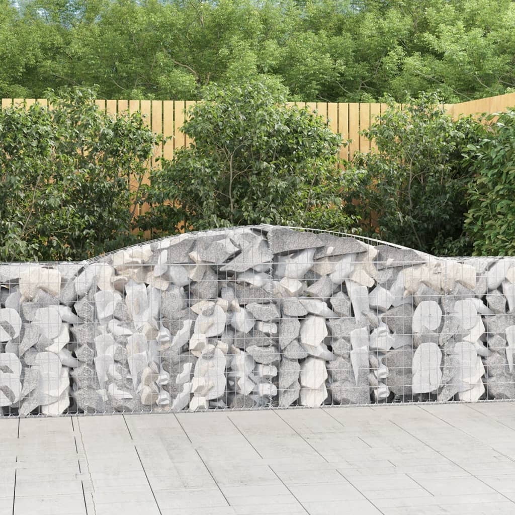 vidaXL Arched Gabion Baskets 3 pcs 157.5"x11.8"x39.4"/47.2" Galvanized ...