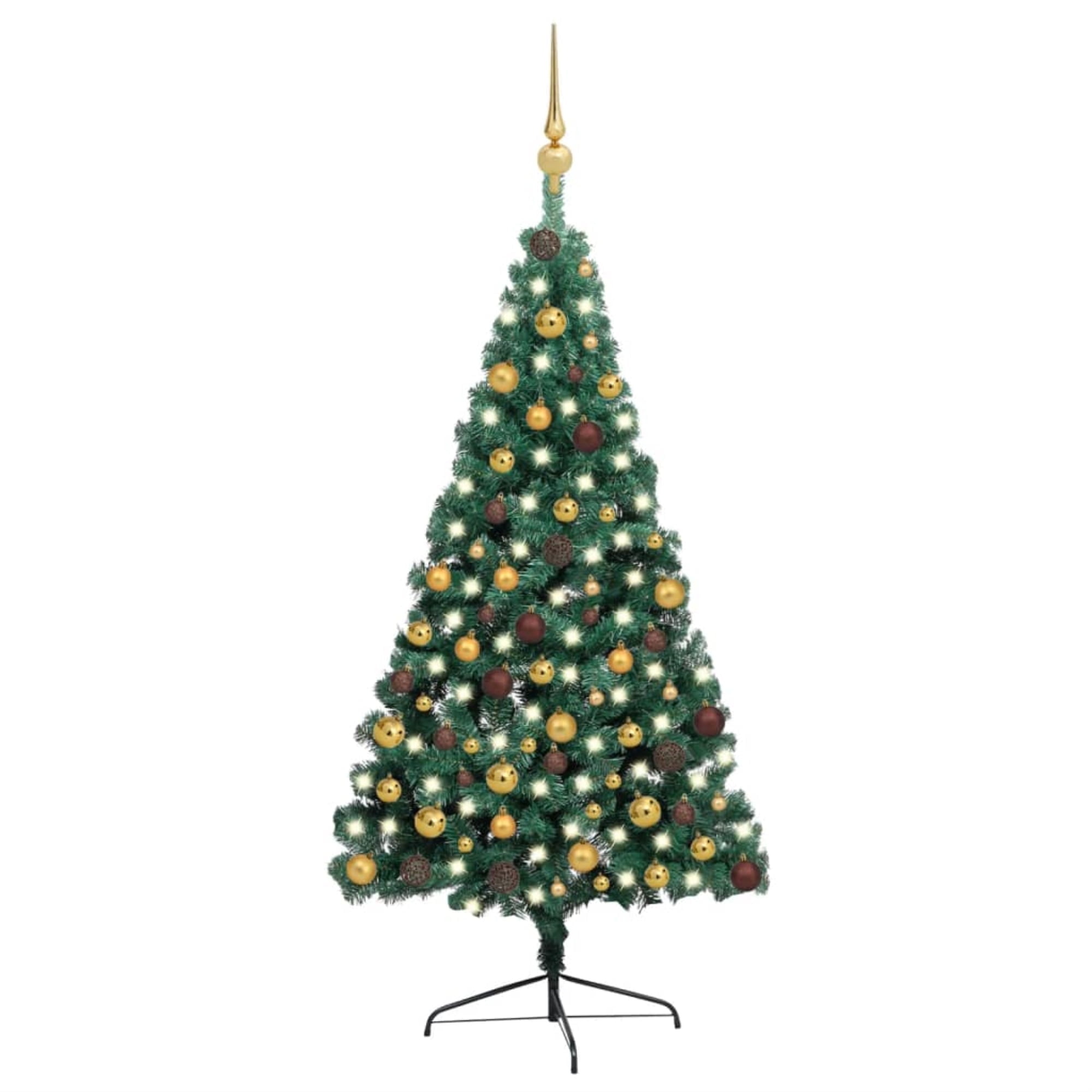 vidaXL Artificial Half Pre-lit Christmas Tree with Ball Set Party ...