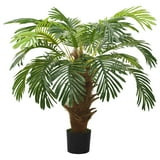 vidaXL Artificial Tree Cycas Lifelike Tropical Palm Tree with Pot 35.4 ...