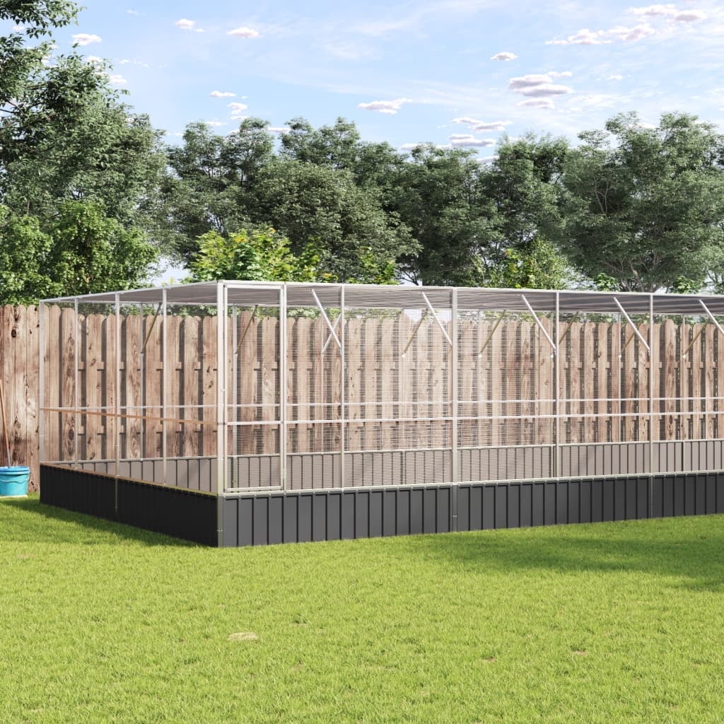 vidaXL Aviary Outdoor Bird House Parrot Cage Rabbit Duck Chicken Silver ...