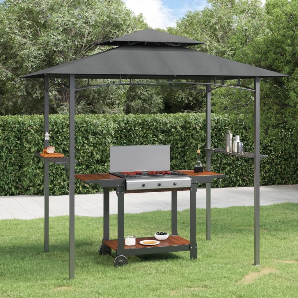 vidaXL BBQ Gazebo Anthracite Steel Medium Hooks BBQ Gazebo 94.5"x59.1 ...