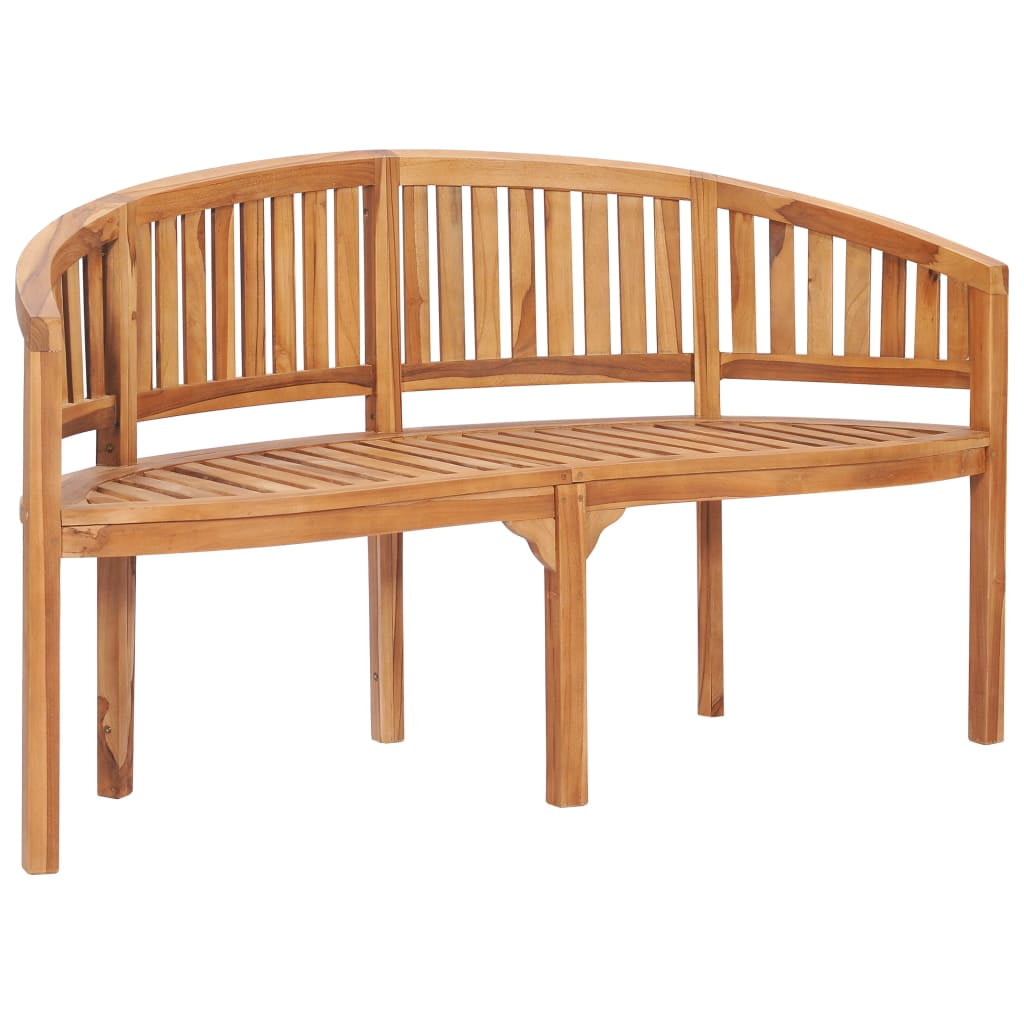 vidaXL Modern Exterior Furniture: Long Wooden Teak Banana Bench for ...