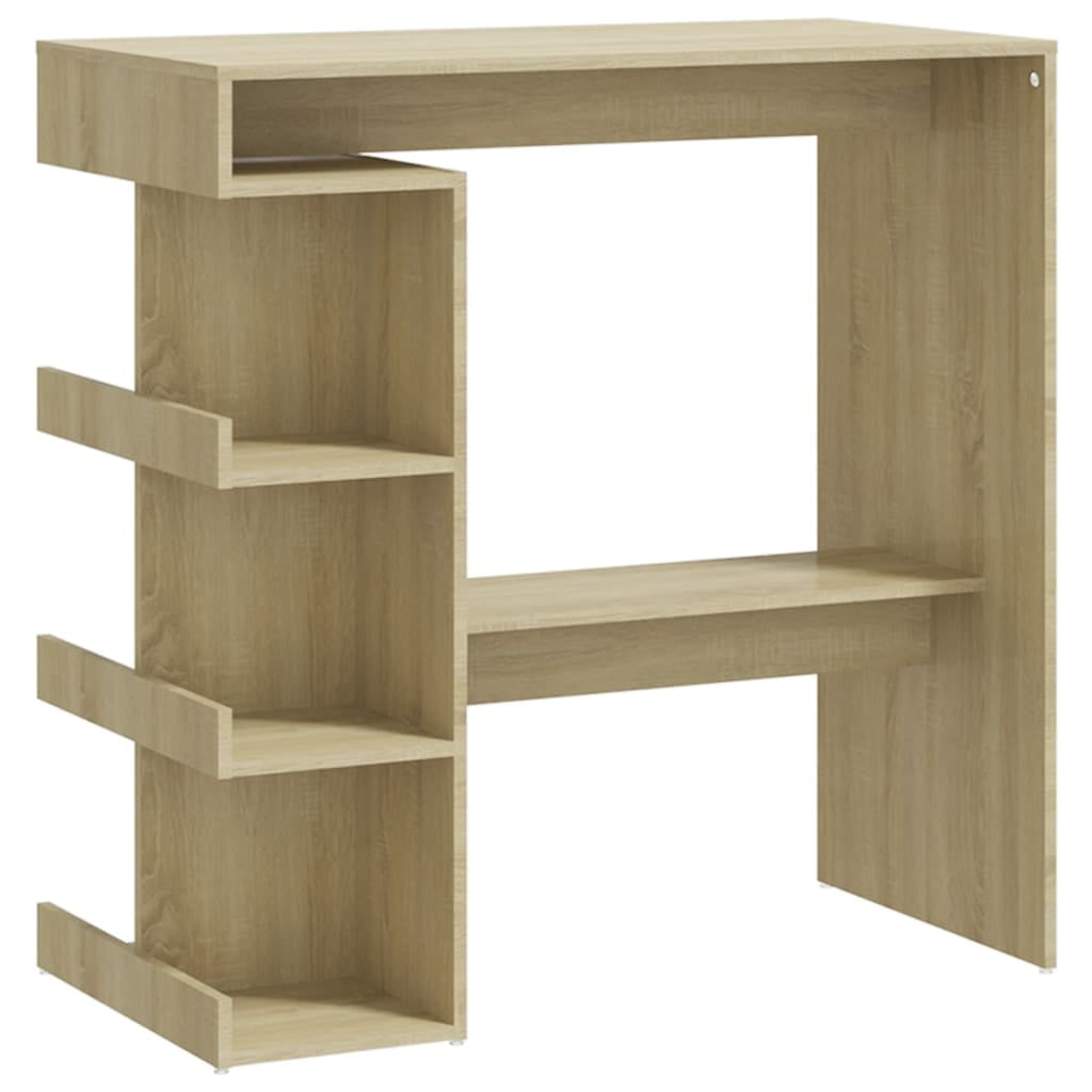 vidaXL Bar Table Dining Room Standing Desk with Storage Rack Engineered ...