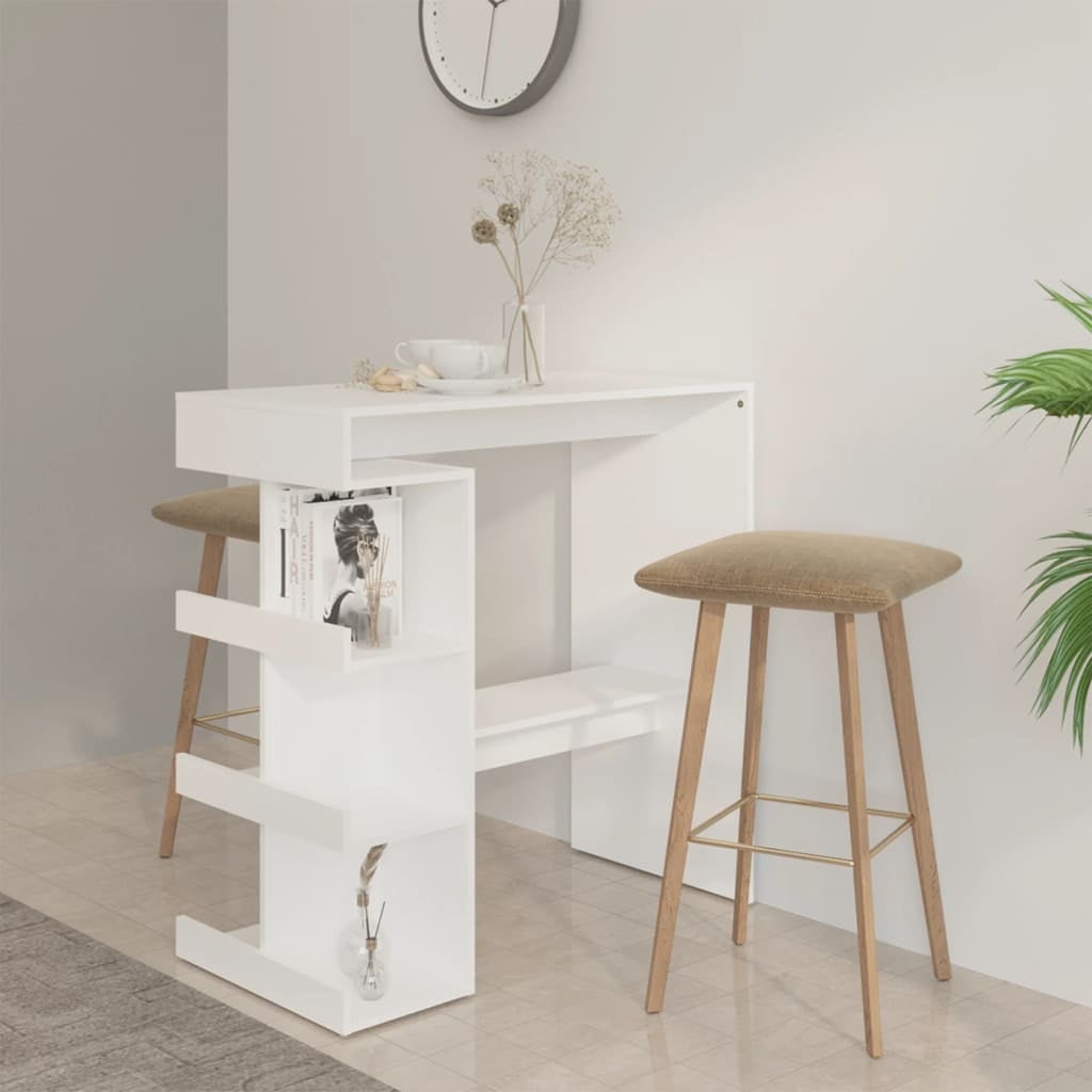 vidaXL Bar Table Dining Room Standing Desk with Storage Rack Engineered ...