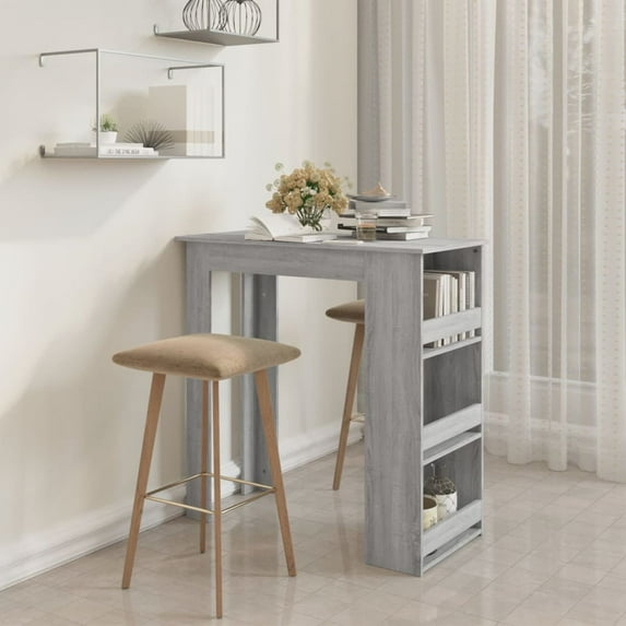 vidaXL Bar Table Kitchen Pub Bistro Table with Storage Rack Engineered ...