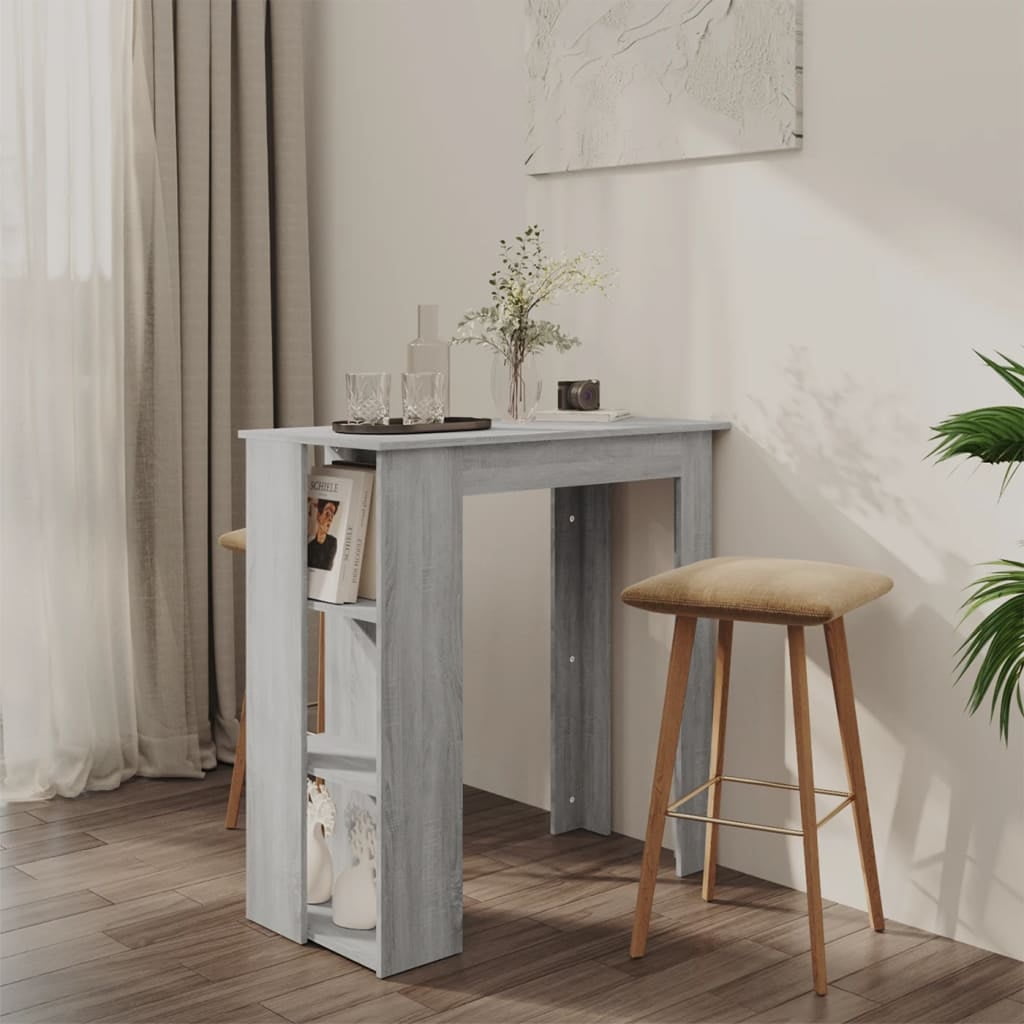 vidaXL Bar Table Kitchen Pub Table Bistro Table with Shelf Engineered ...