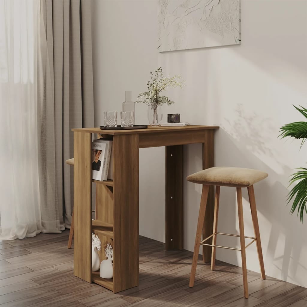 vidaXL Bar Table Kitchen Pub Table Bistro Table with Shelf Engineered ...