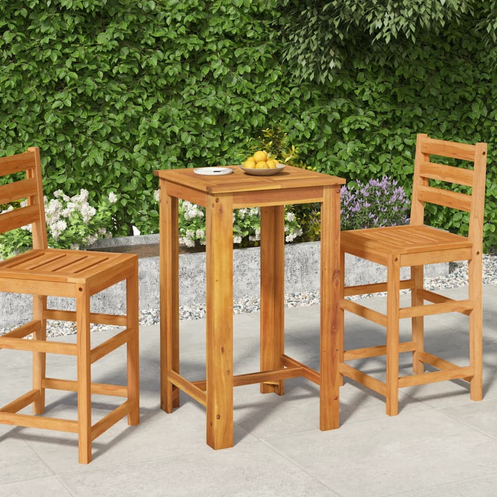 vidaXL Outside Balcony Dining High Bistro Bar Table, Solid Acacia Wood ...