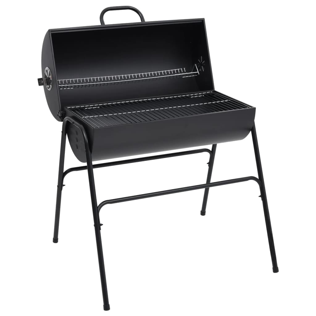 vidaXL Barrel Grill with 2 Cooking Grids Black 31.5"x37.4"x35.4" Steel ...