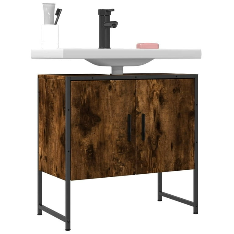 Vidaxl Bathroom Sink Cabinet Smoked Oak 23.6 x13 x23.6 Engineered Wood