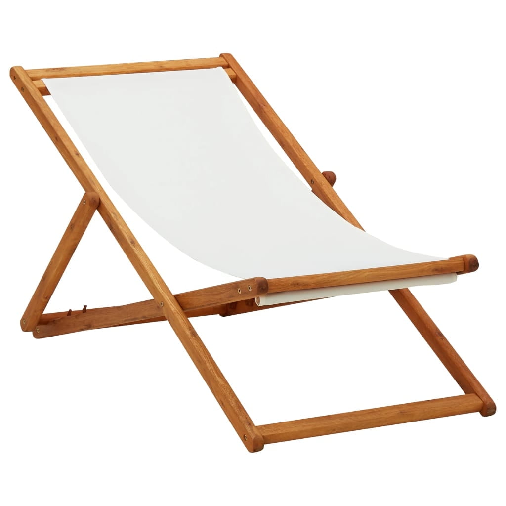 vidaXL Beach Sling Patio Chair Folding Deck Chair Fabric and Wooden ...