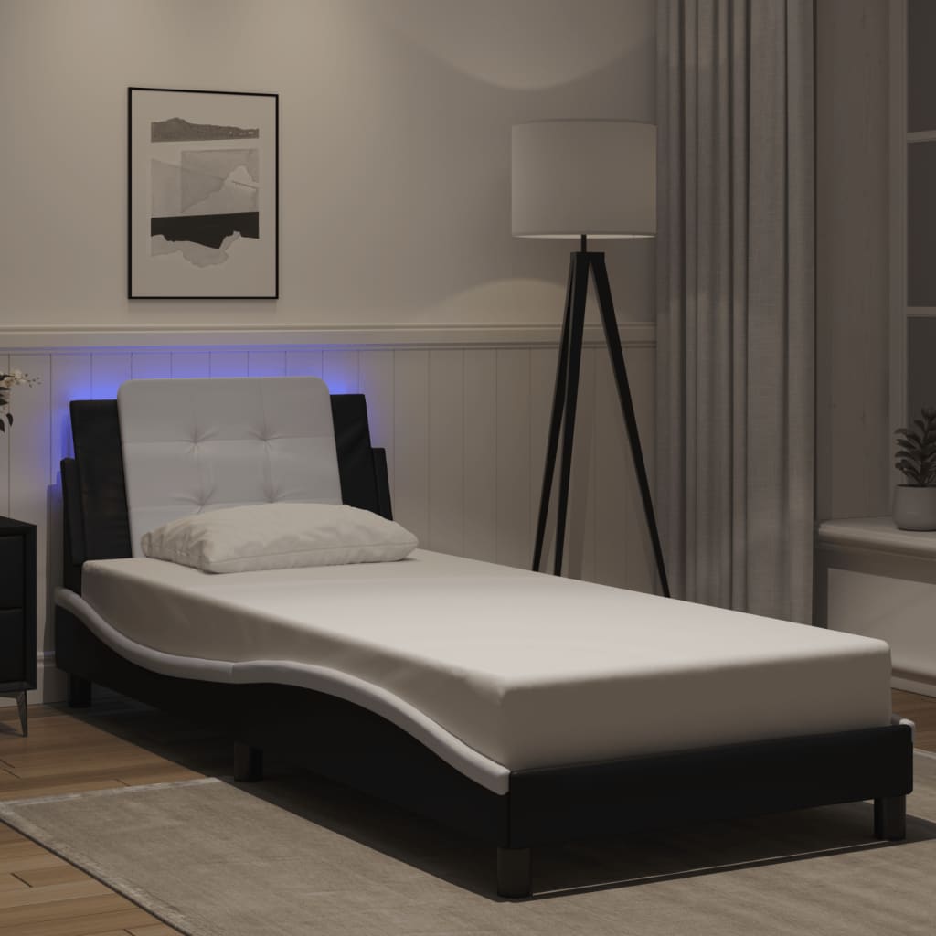 vidaXL Bed Frame with LED Light Platform Base Bedroom Furniture Faux ...