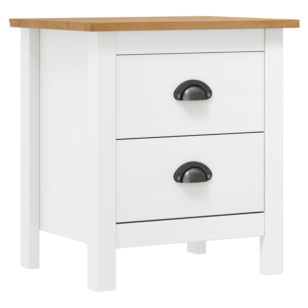 vidaXL Bedside Cabinet Hill White 18.1"x13.8"x19.5" Solid Pine Wood ...