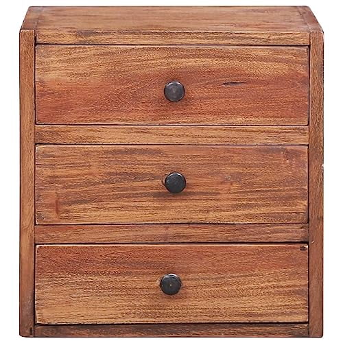 vidaXL Bedside Cabinet with 3 Drawers - Compact Solid Reclaimed Wood ...