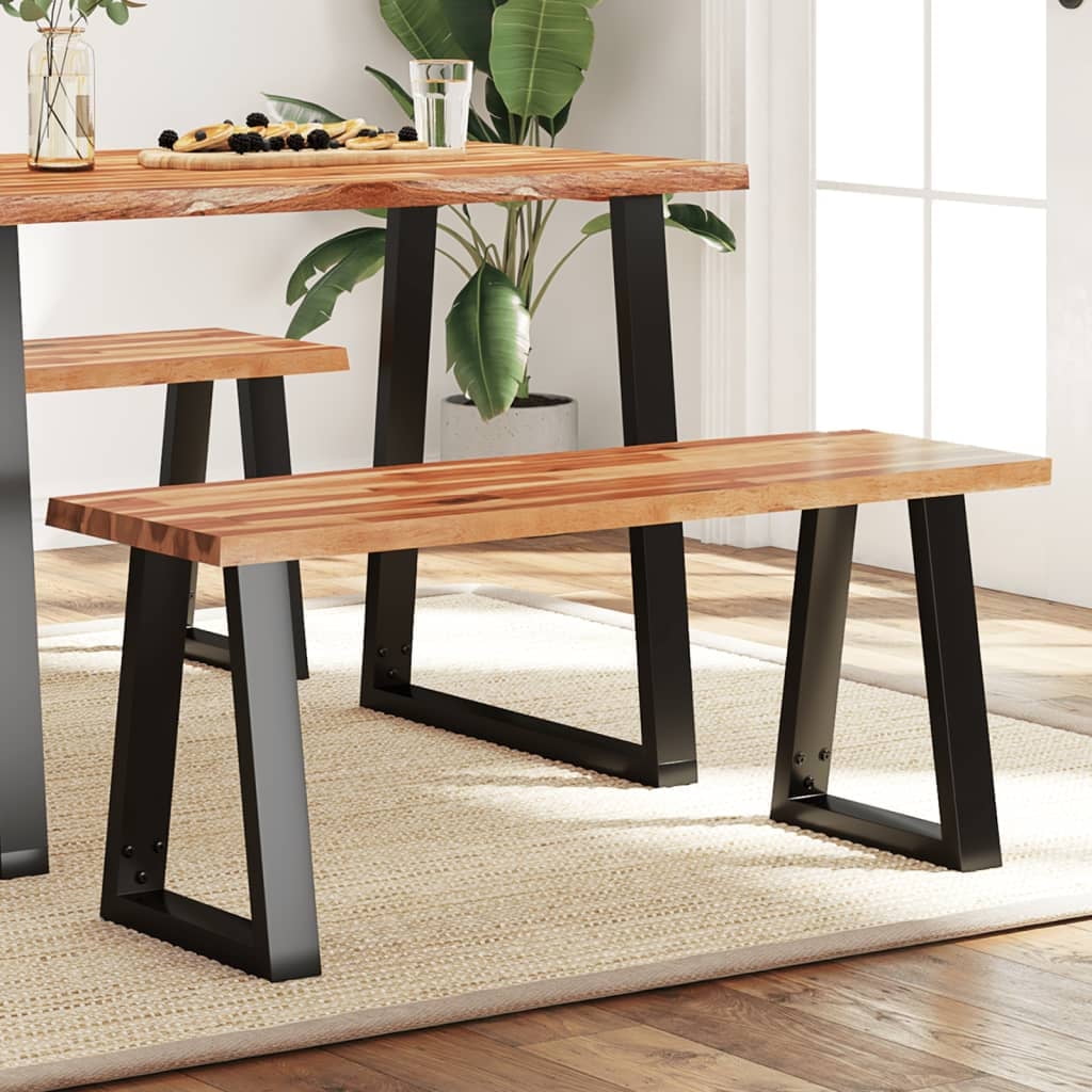 vidaXL Bench with Live Edge Dining Bench Living Room Seating Solid Wood ...