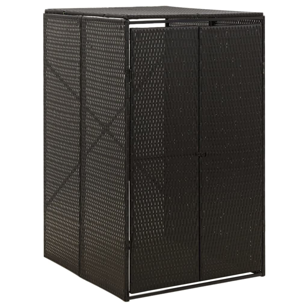 vidaXL Outdoor Wheelie Bin Shed, Single Trash Can Storage, Poly Rattan ...