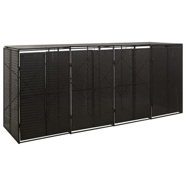 vidaXL Triple Wheelie Bin Shed Black 81.5"x31.5"x46.1" Poly Rattan ...